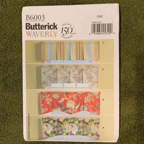 Butterick | Office | Butterick Waverly Pattern B603 Window Valances ...